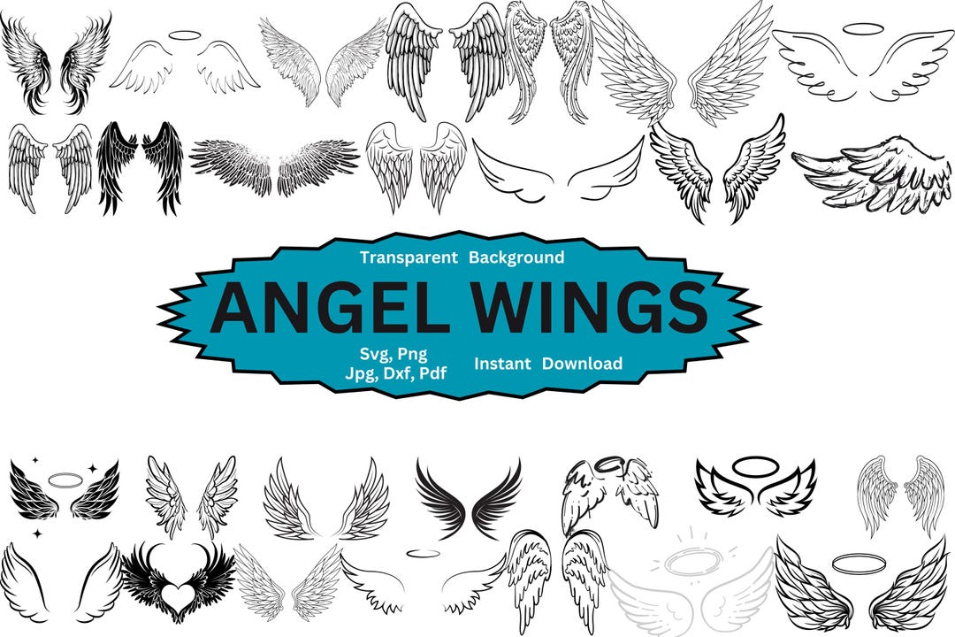 Alas de ángel SVG Halo SVG Clip Art de ángel Alas de ángel Archivo de ...