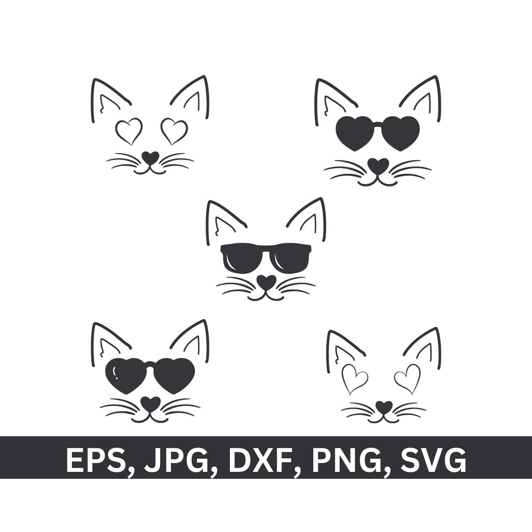 Cat Face Svg Bundle ,cat Svg Bundle , Kitten Head Shape , Cute Cat Svg ...