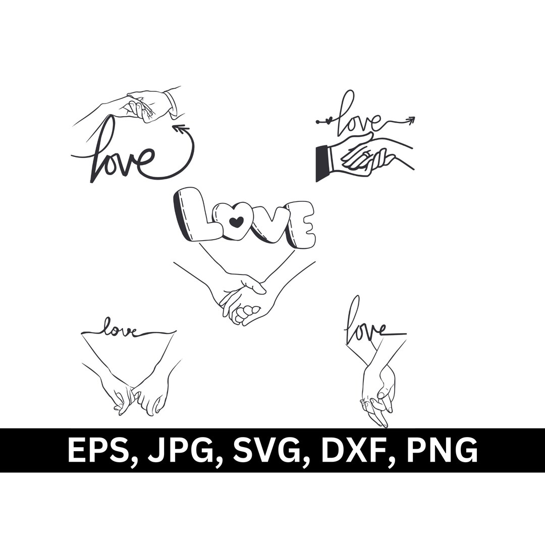 Holding Hands Bundle ,in Love Hands Svg ,monoline Hands Svg , Digital ...