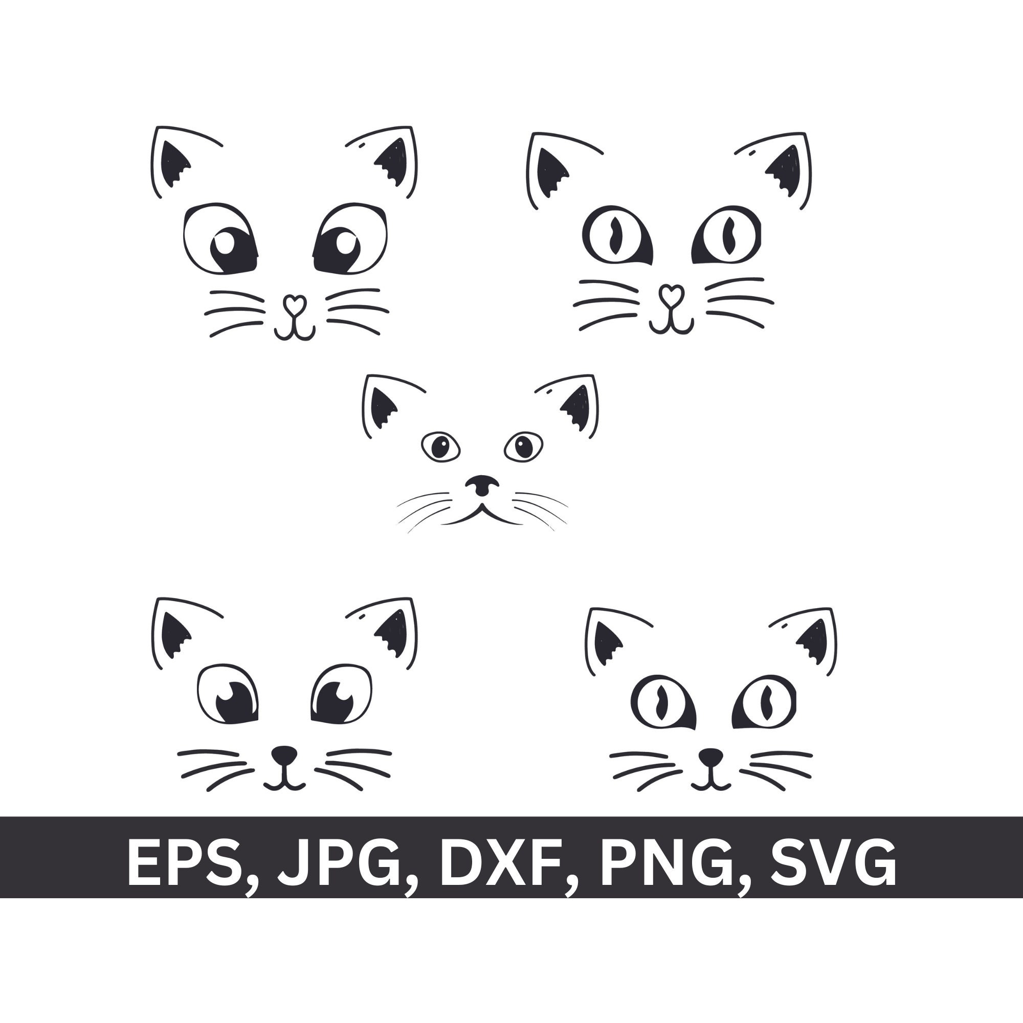 Cat Face Svg Bundle ,cute Cat Svg , Cat Svg Bundle ,cat Face Svg , Cute ...