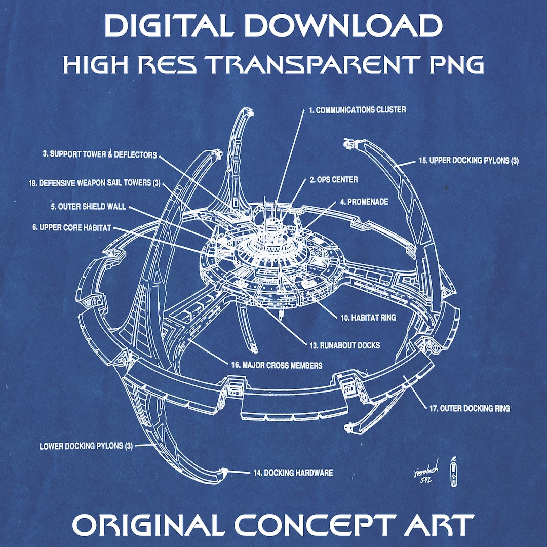 DS9 Original Concept Art Blueprint Transparent PNG Digital Download - Etsy