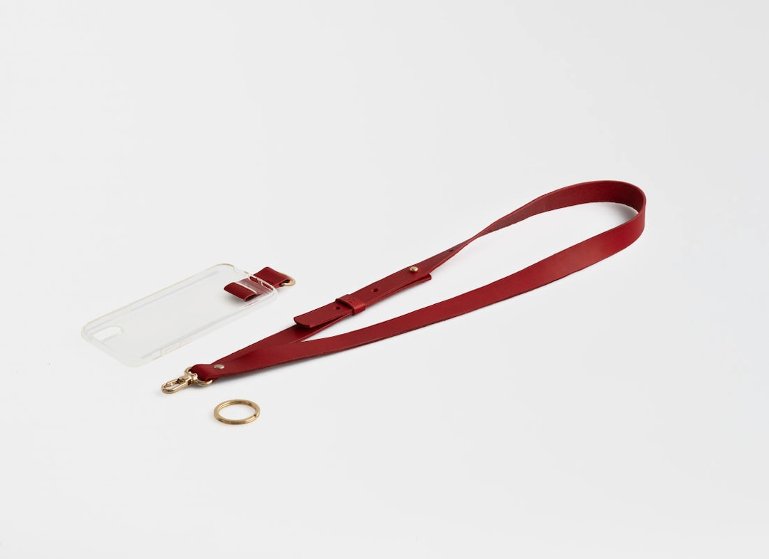 IPhone Necklace With Leather Strap and Key Ring, Red, for iPhone 14,13 ...