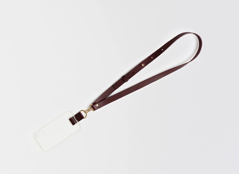 IPhone Necklace With Leather Strap and Key Ring, Bordeaux for iPhone 14 ...