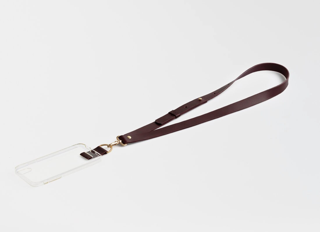 IPhone Necklace With Leather Strap and Key Ring, Bordeaux for iPhone 14 ...