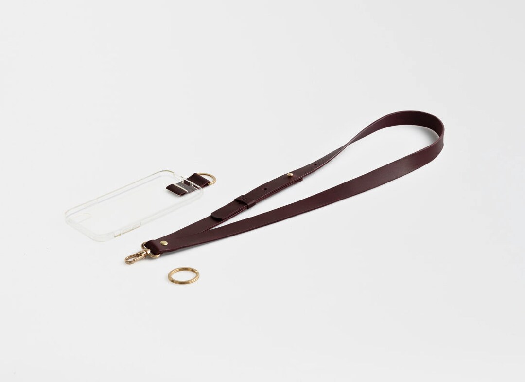 IPhone Necklace With Leather Strap and Key Ring, Bordeaux for iPhone 14 ...