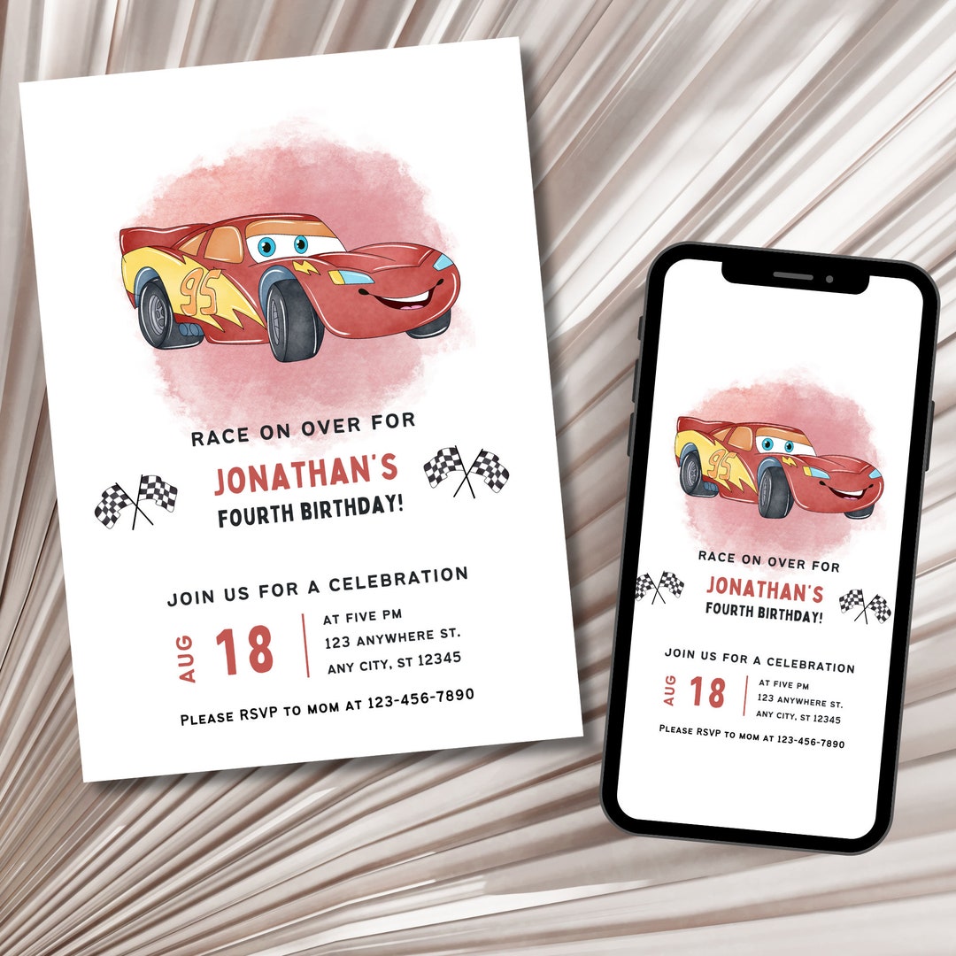 Cars Themed Birthday Invitation - Editable Digital Download ...