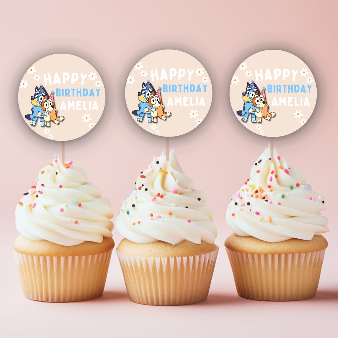 Birthday Party Cupcake Toppers, Personalized Cupcake Toppers, Kids ...