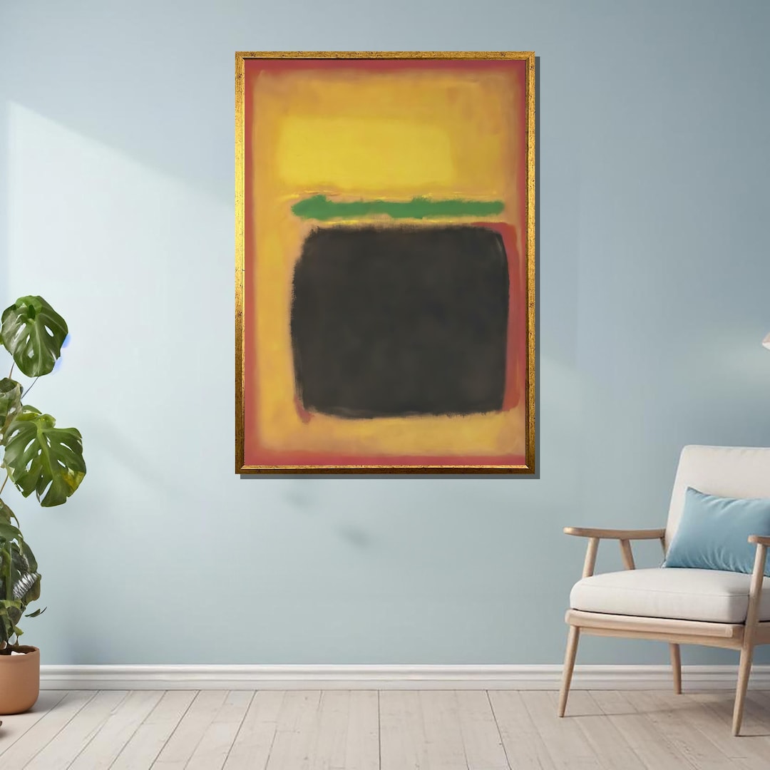 Mark Rothko Inspired Abstract Canvas - Deep Black, Yellow, and Green ...