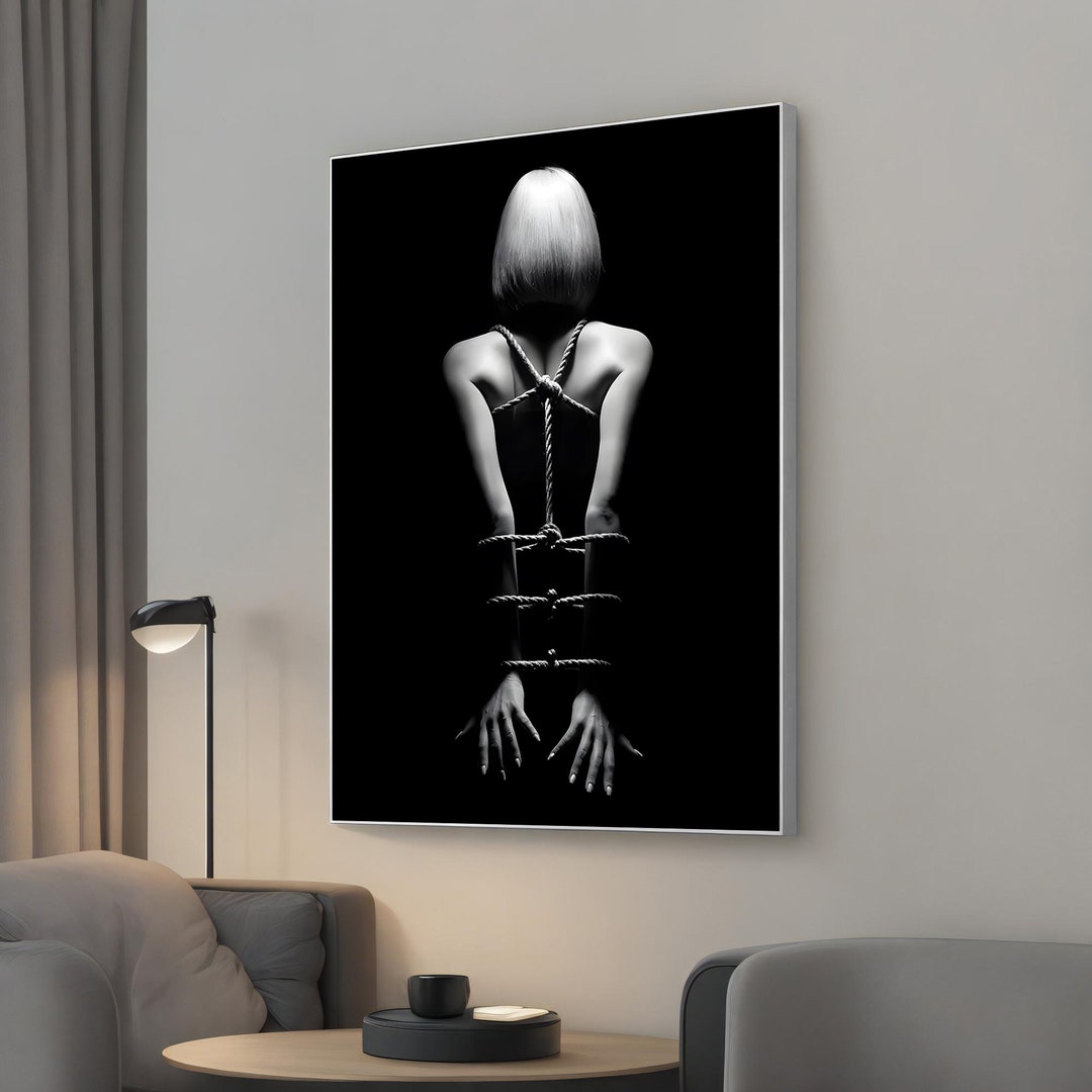 Shibari Woman Painting - Sensual Dark Fantasy Canvas Art for Bedroom ...