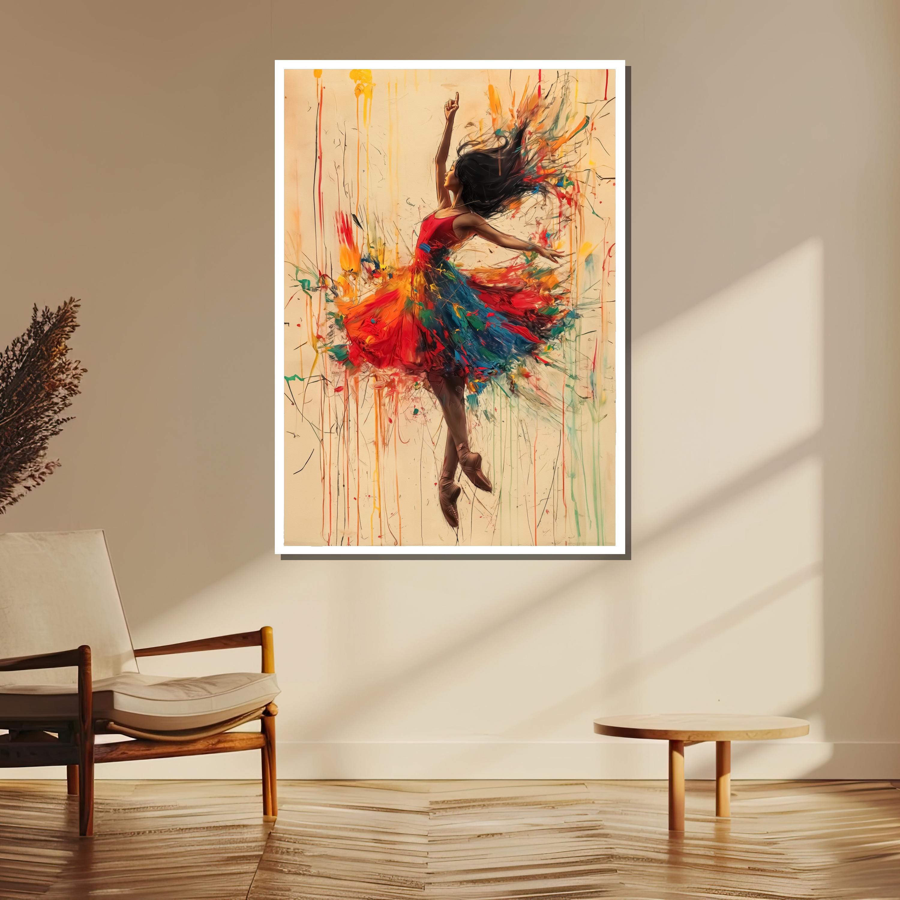 Vibrant Abstract Dance Canvas Art - Energetic Ballerina in Motion ...