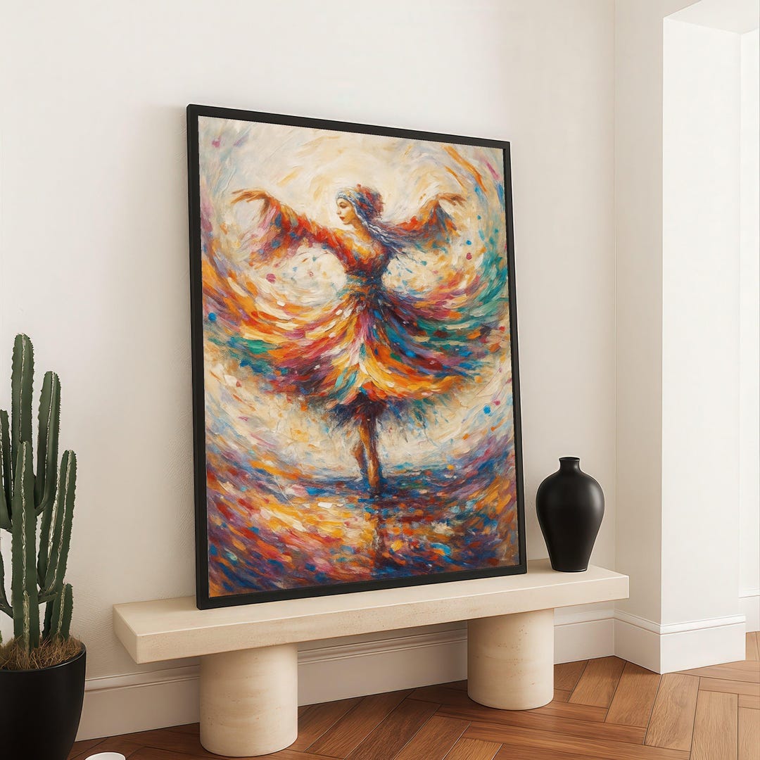 Whirling Dancer Canvas Art, Colorful Abstract Ballet Painting, Vibrant ...