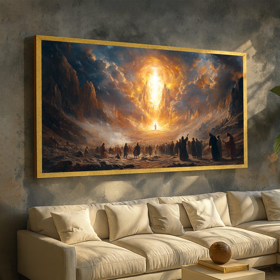 Radiant Divine Light Canvas, Spiritual Gathering Wall Art, Biblical ...