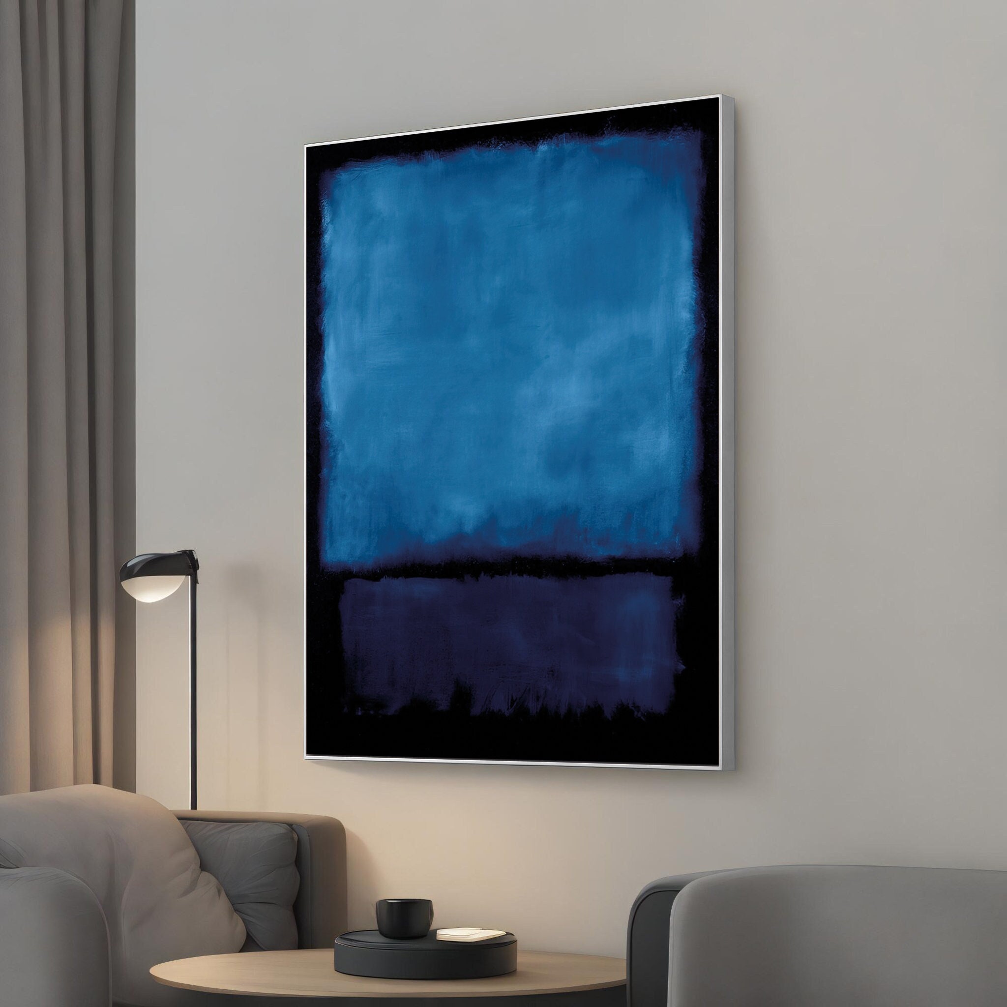 Dark Blue Mark Rothko Painting Reproduction, Expressionist Canvas Wall ...