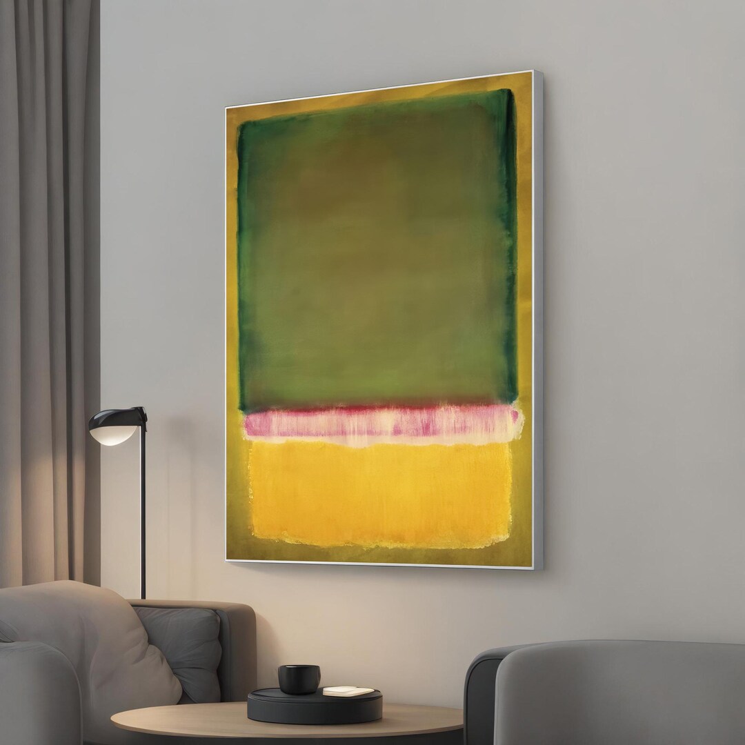 Mark Rothko Inspired Abstract Canvas Art - Deep Green, Pink, and Yellow ...