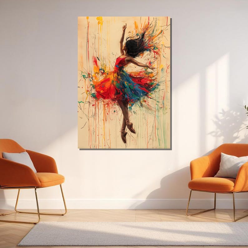 Vibrant Abstract Dance Canvas Art - Energetic Ballerina in Motion ...