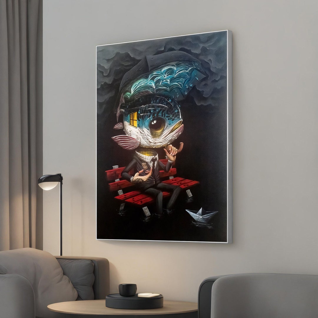 Surrealist Transformation Canvas Painting, Dark World Artwork ...