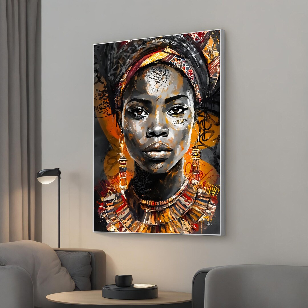 Tribal Native African Woman Canvas Print, Ethnic Artwork Wall Decor ...