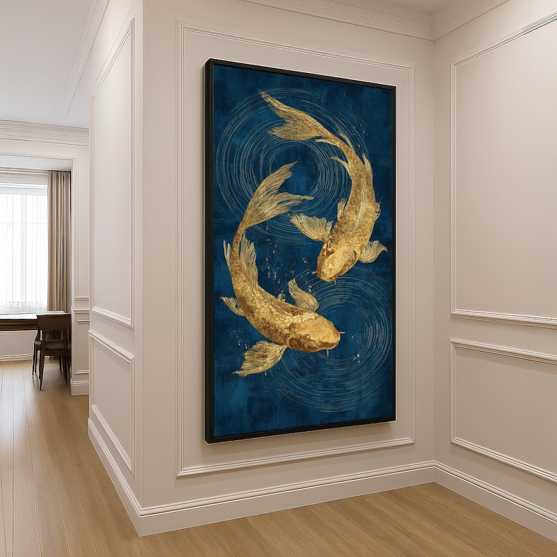 Gold Koi Fish Canvas - Etsy UK