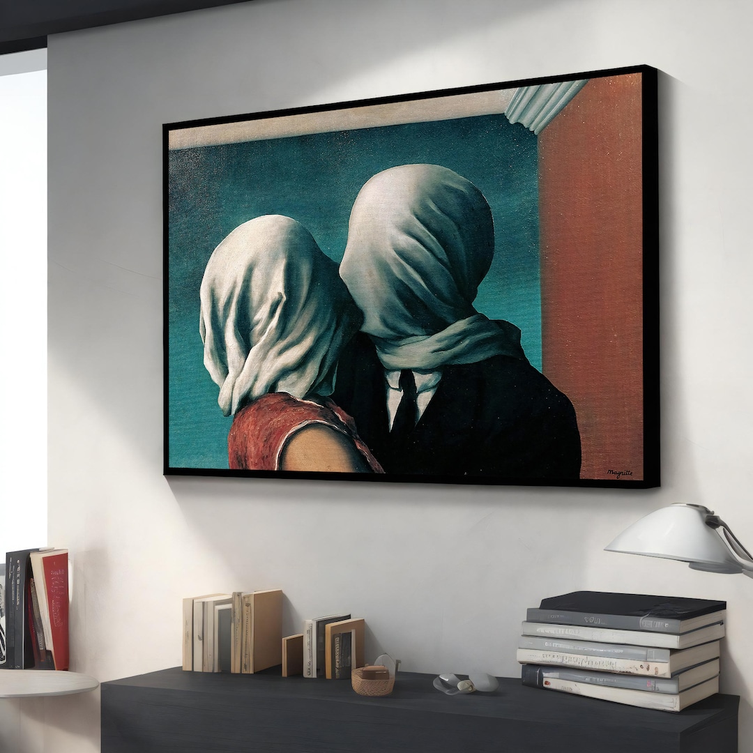 Rene Magritte Lovers Painting - Surrealist Canvas Art for Modern Wall ...