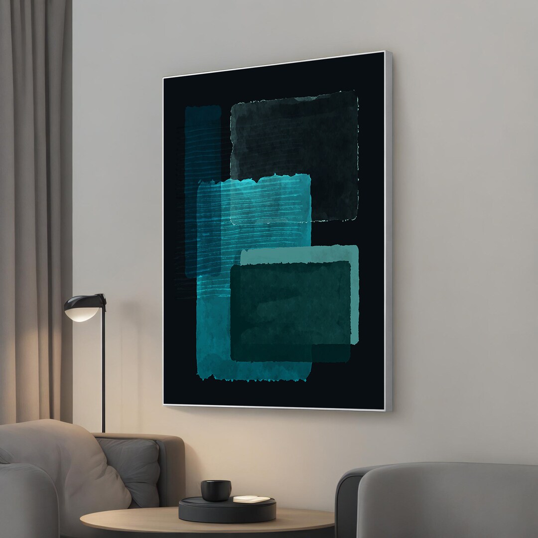 Turquoise Black Mark Rothko Inspired Canvas - Expressionist Wall Art ...