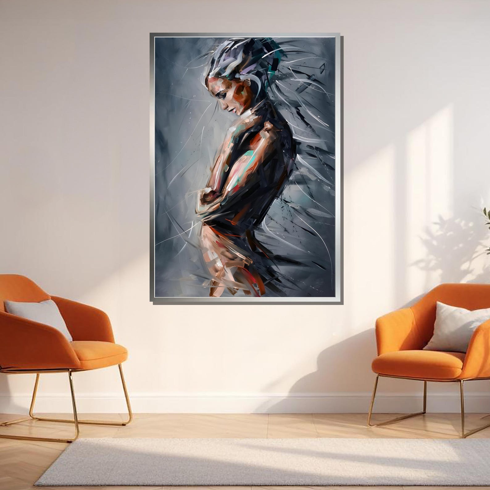 Elegant Abstract Female Profile Canvas Art - Modern Minimalist Wall ...