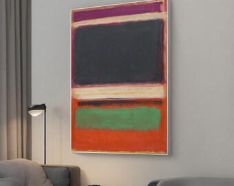 Abstract Art Canvas Painting Mark Rothko Inspired Green & Red Wall Art ...