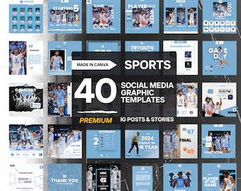 25 Sports Social Media Canva Package Templates Football Themed Premium ...