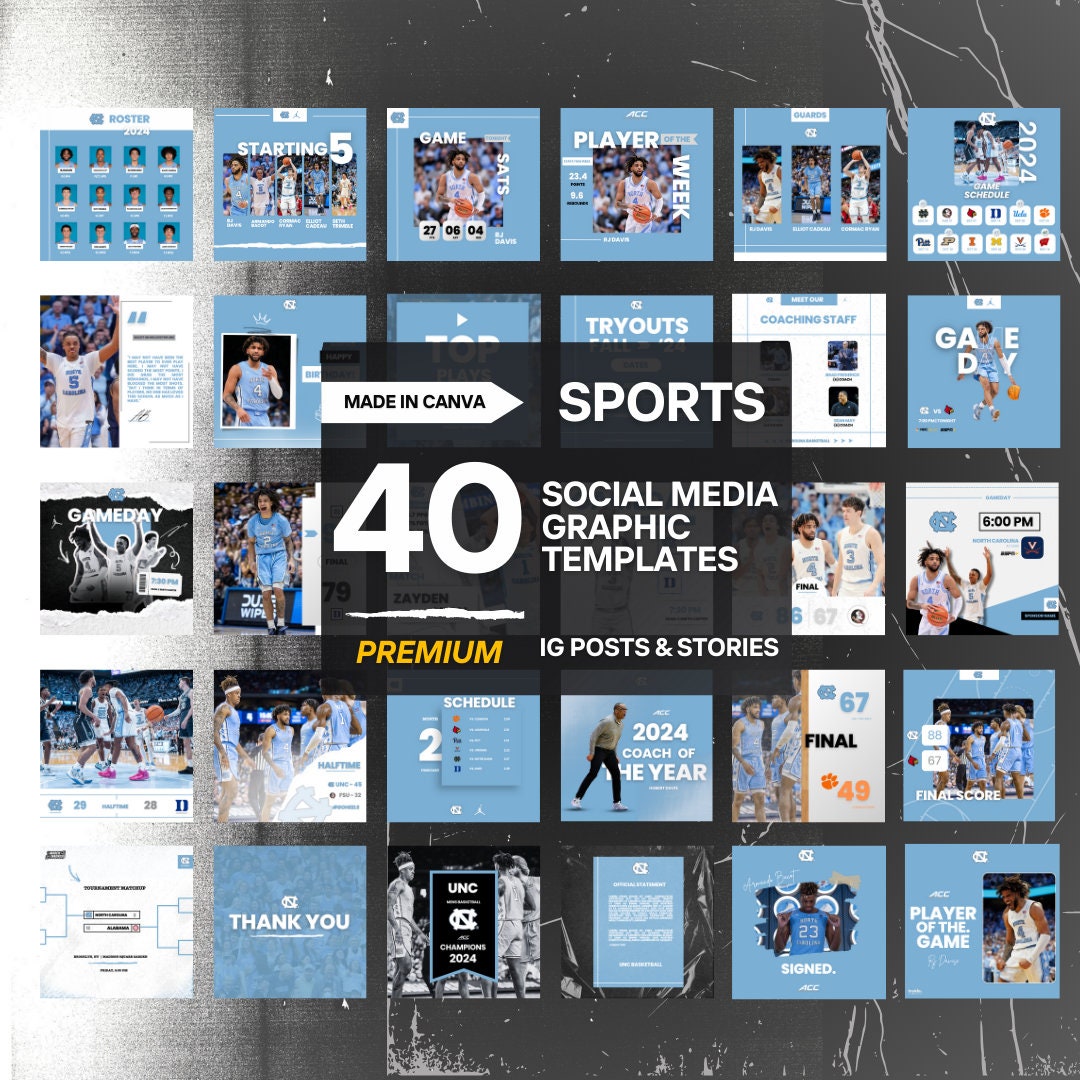 40 Sports Social Media Canva Package Templates Basketball Themed ...