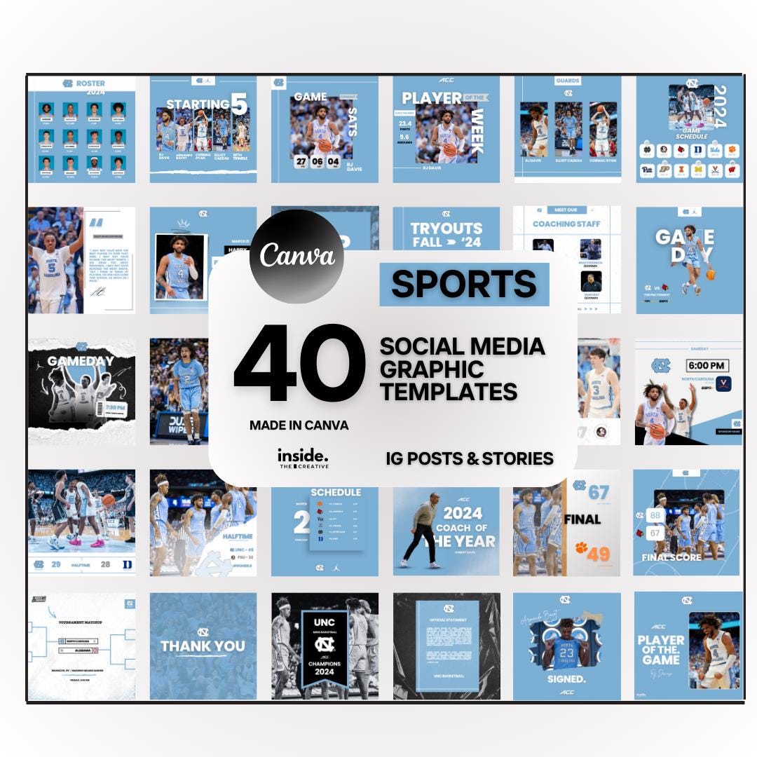 40 Sports Social Media Canva Package Templates - Basketball Themed ...