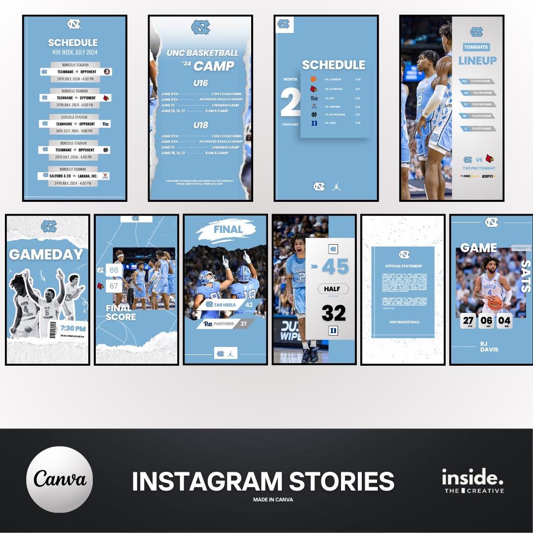 40 Sports Social Media Canva Package Templates - Basketball Themed ...