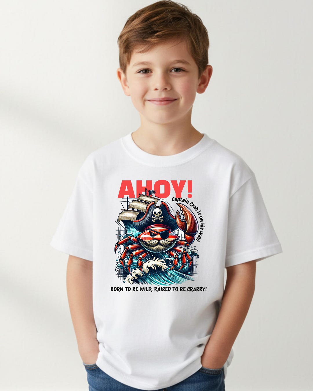 Pirate Crab Ahoy! | Funny Nautical Design | Ocean Captain Crab | Sea ...