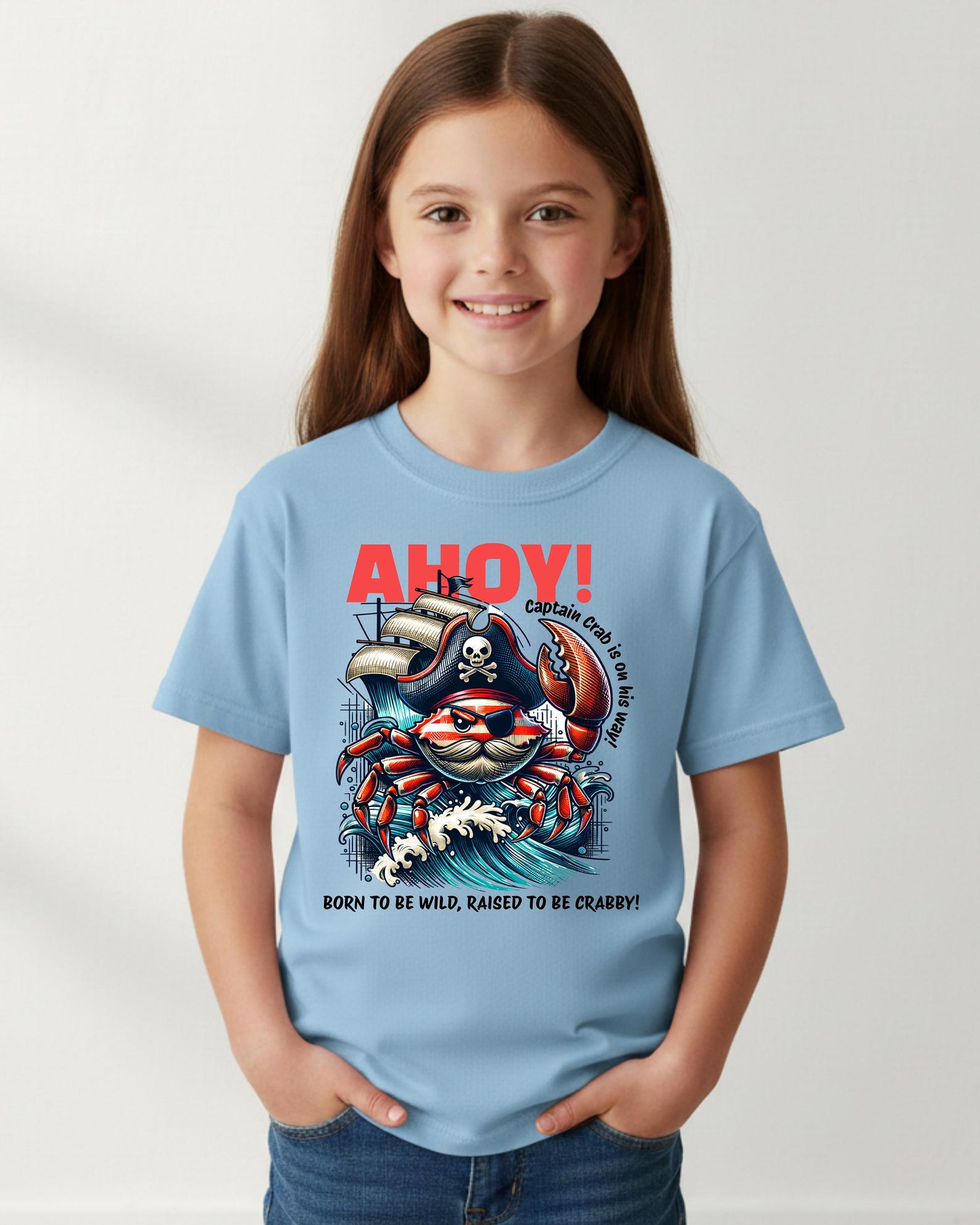 Pirate Crab Ahoy! | Funny Nautical Design | Ocean Captain Crab | Sea ...