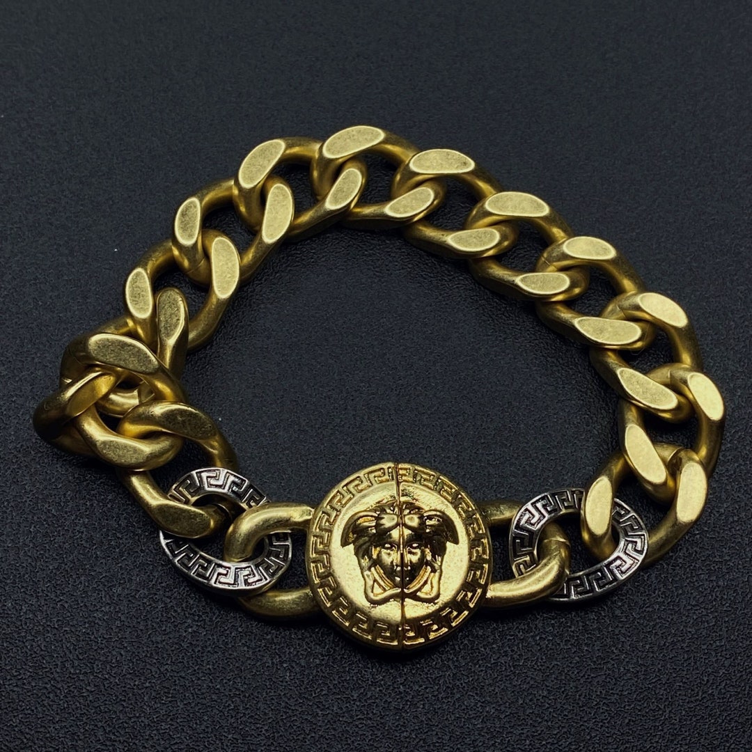 Rare Vintage Versace Gold/silver Chain Unisex Bracelet - Etsy