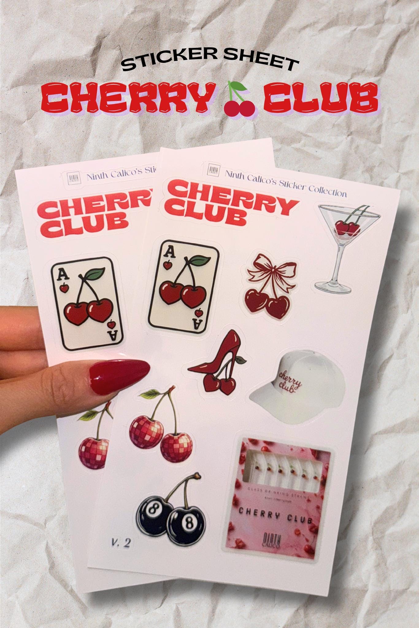 Cherry Sticker Sheet Trendy Edgy Custom Stickers Junk Journal ...
