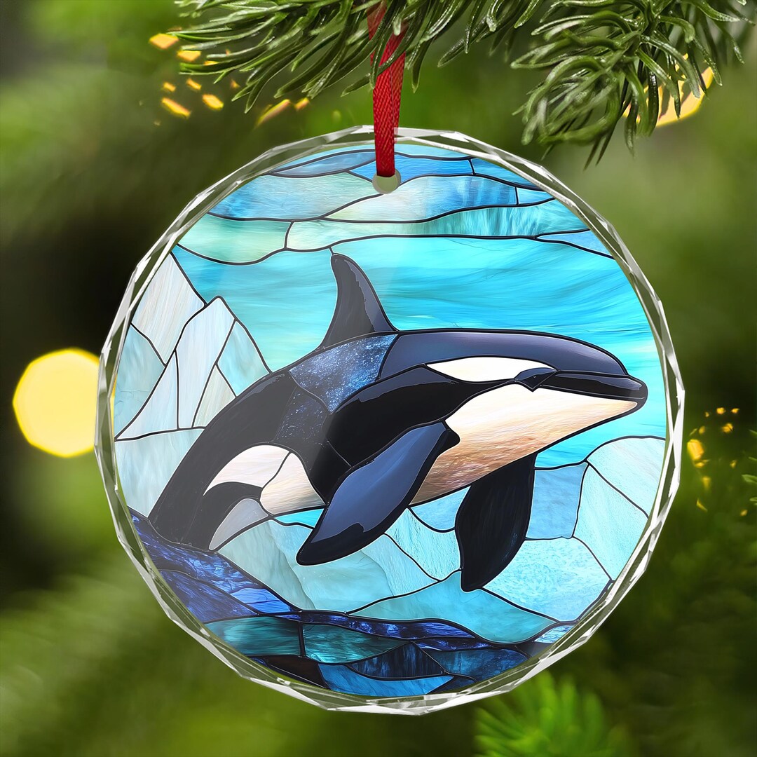 Orca Ornament Stained Glass Orca Decor Orca Lover's Christmas Decor ...