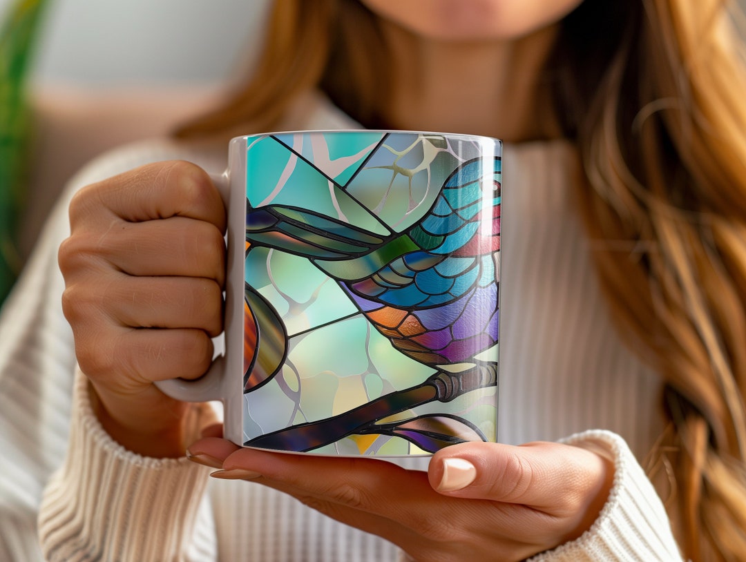 Stained Glass Bird Mug Morning Bliss Unique Gift for Her Handcrafted Artwork Kitchen Decor ...