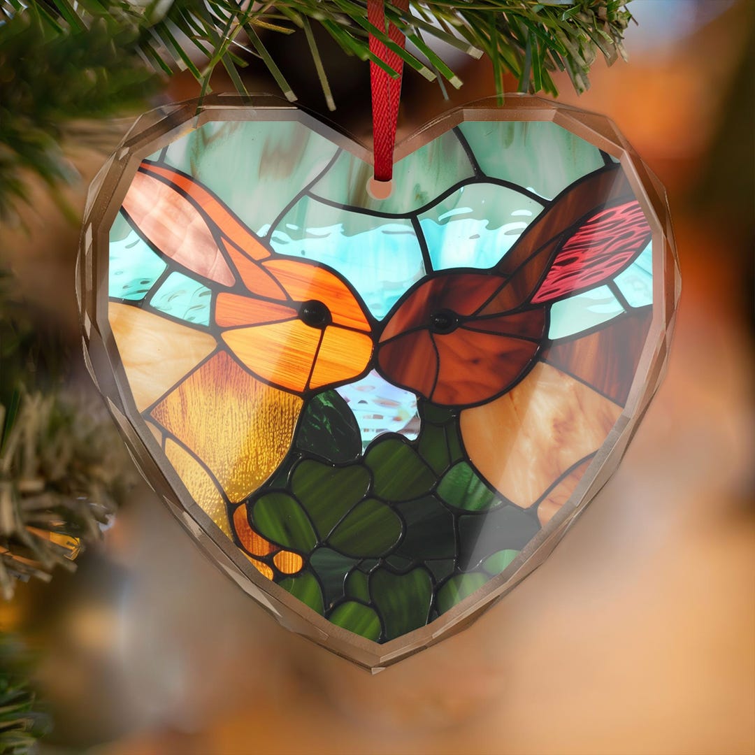 Rabbits in Love Ornament Cute Bunny Couple Christmas Ornament Adorable ...