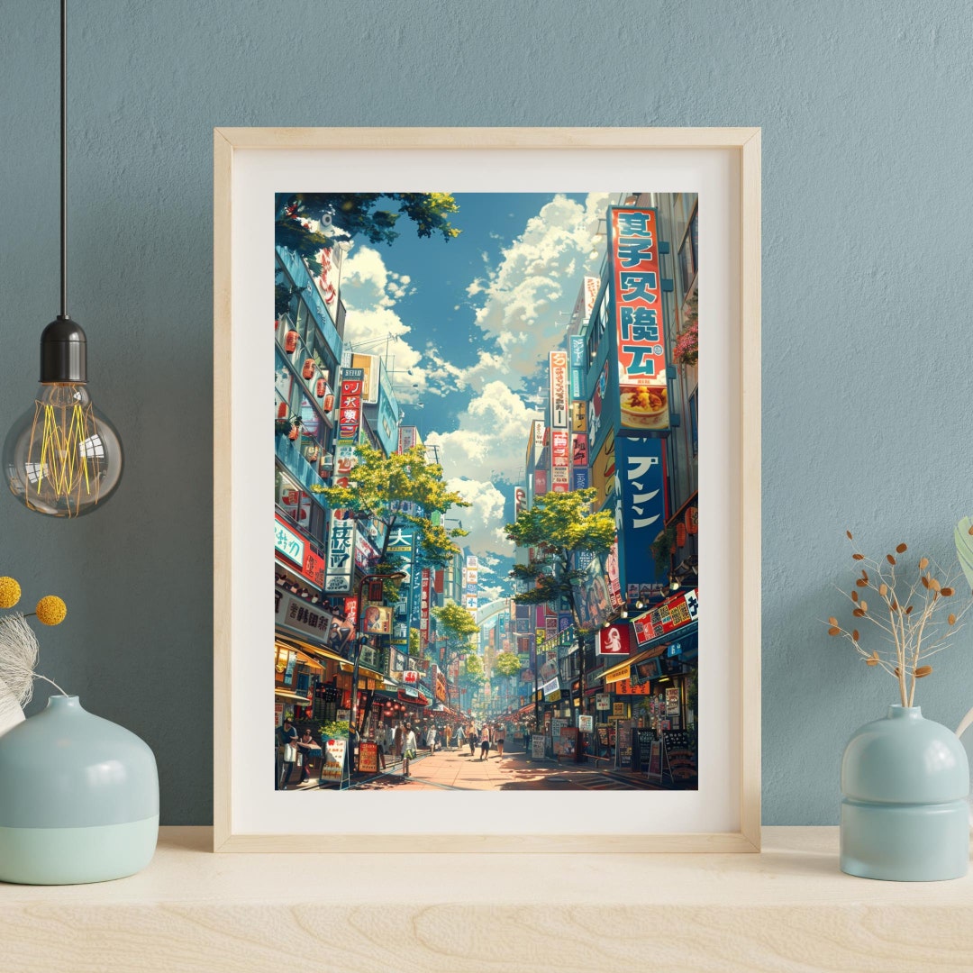 Vibrant Akihabara Tokyo Street Art Print | Japanese Cityscape | Anime ...