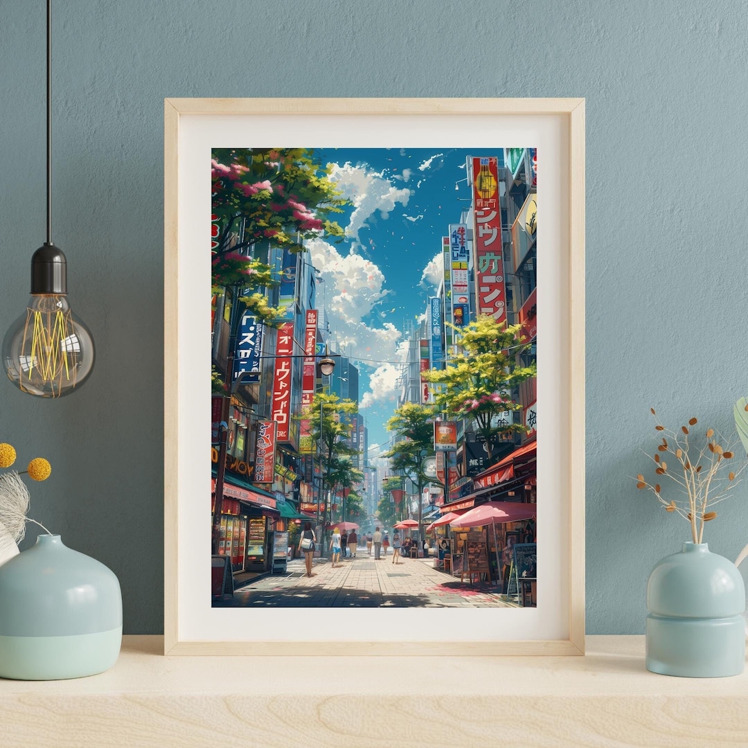 Vibrant Akihabara Tokyo Street Scene Print | Japanese Cityscape Wall ...