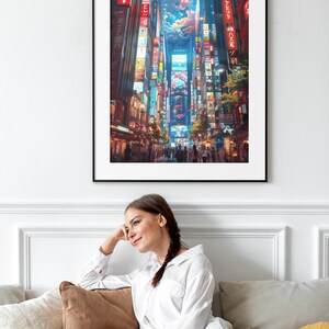 Captivating Tokyo Skyline Digital Print - Vibrant Shinjuku Scene - Etsy