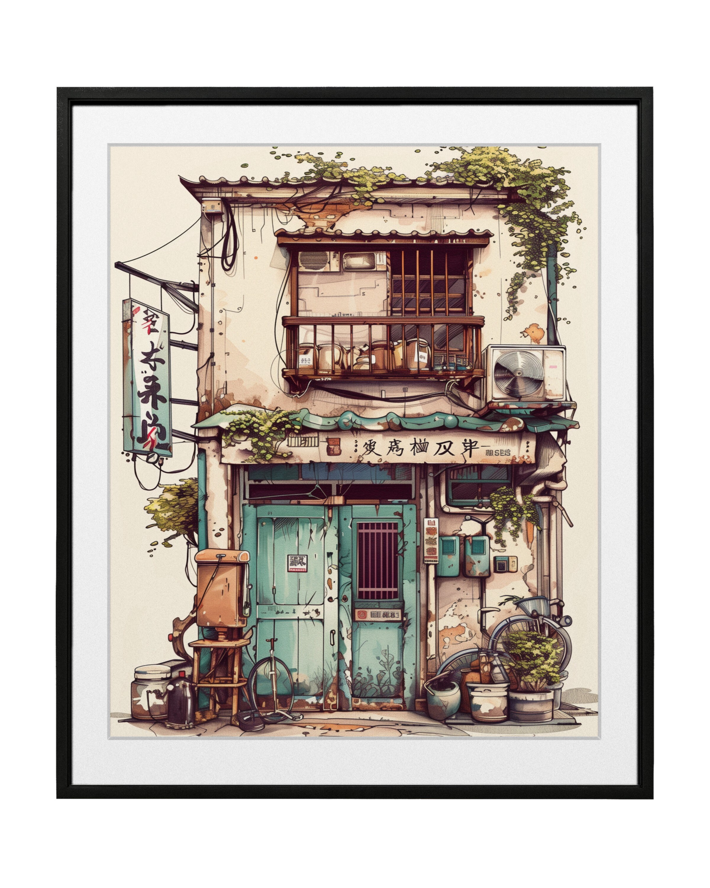 Urban Sketch of a Small Japanese Shop Front - Urban Street Scene, Home ...