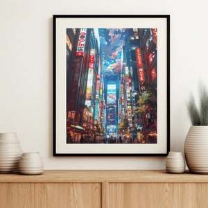 Captivating Tokyo Skyline Digital Print - Vibrant Shinjuku Scene - Etsy