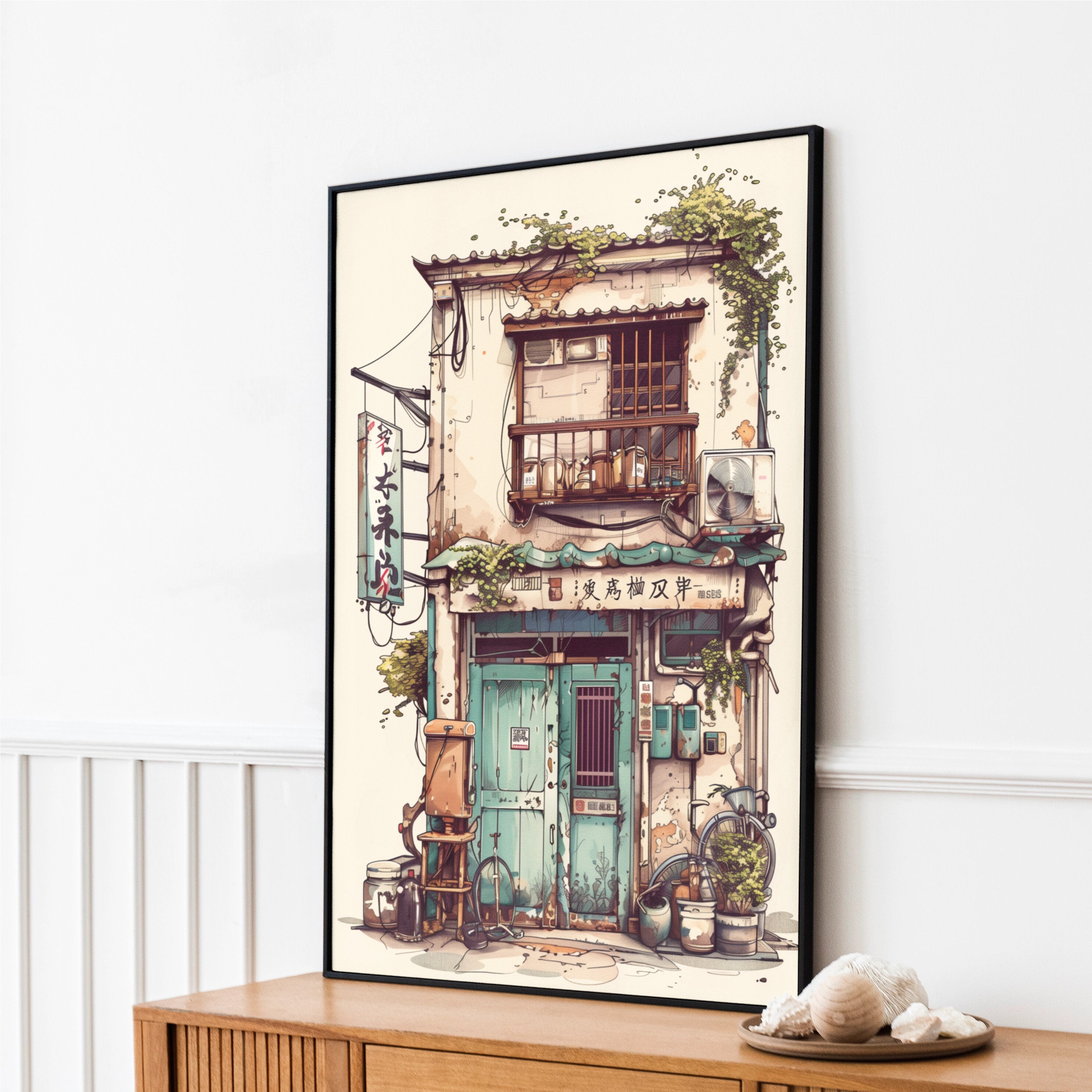 Urban Sketch of a Small Japanese Shop Front - Urban Street Scene, Home ...