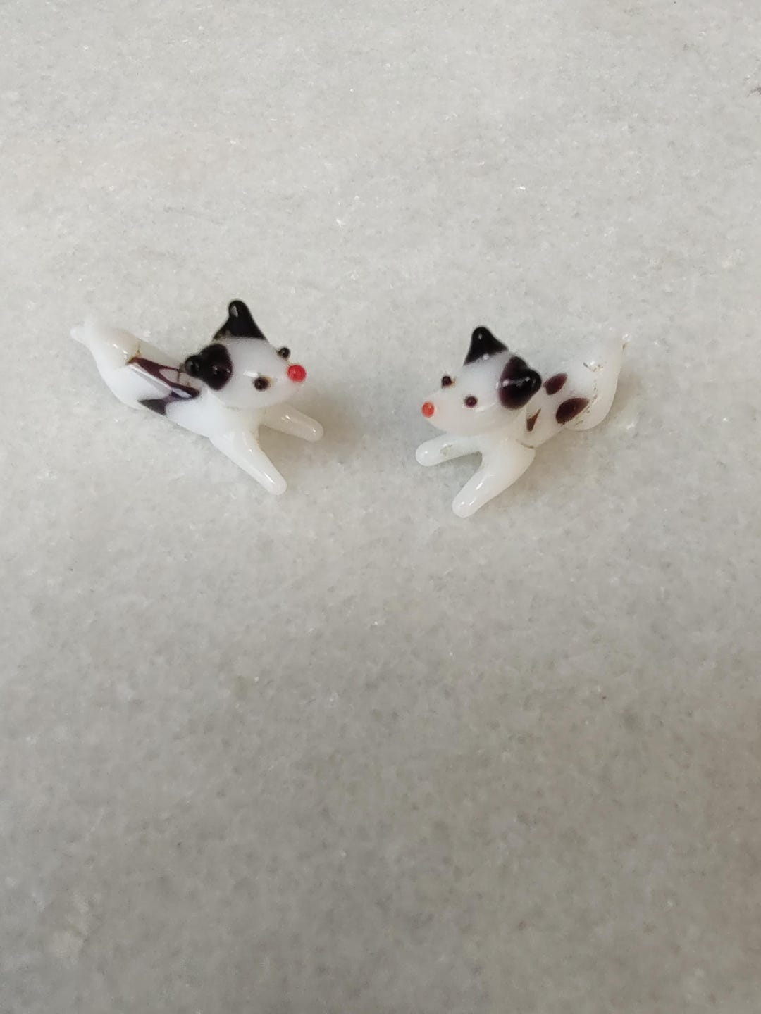 Vintage Glass Blown Twin Mini Pups Puppy Dogs Gifts Approx 5/8" Tall 1 ...