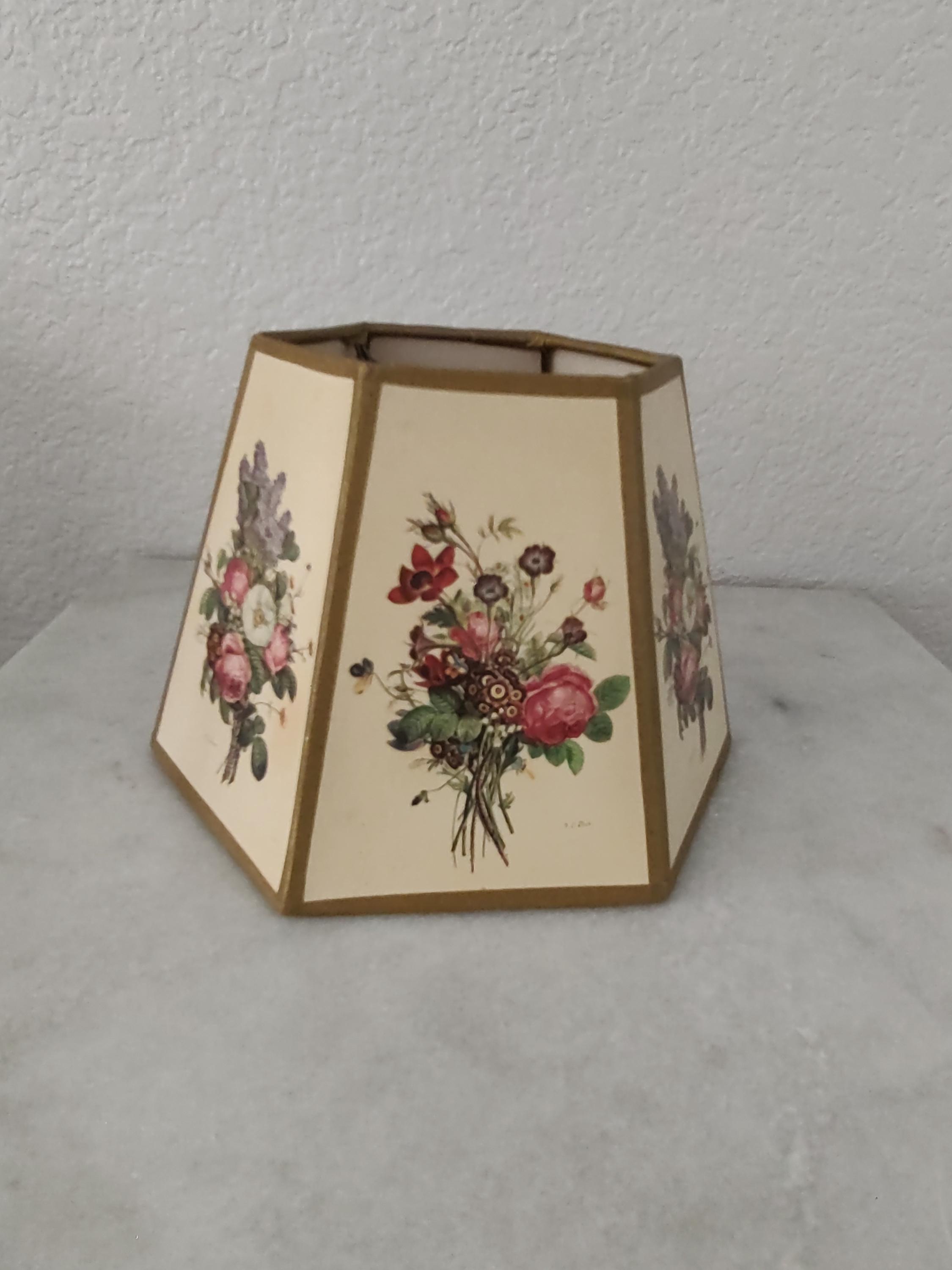 Vintage Hexagon Rose Lilac Floral Lamp Shade Antiqued Paper Motif ...