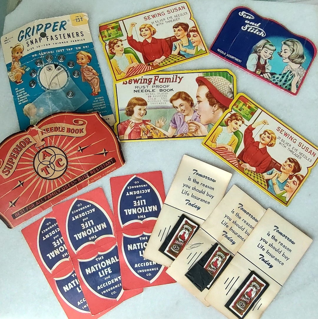 Vintage Sewing Needle Booklets 1940's 50's Sewing Susan, National Life ...