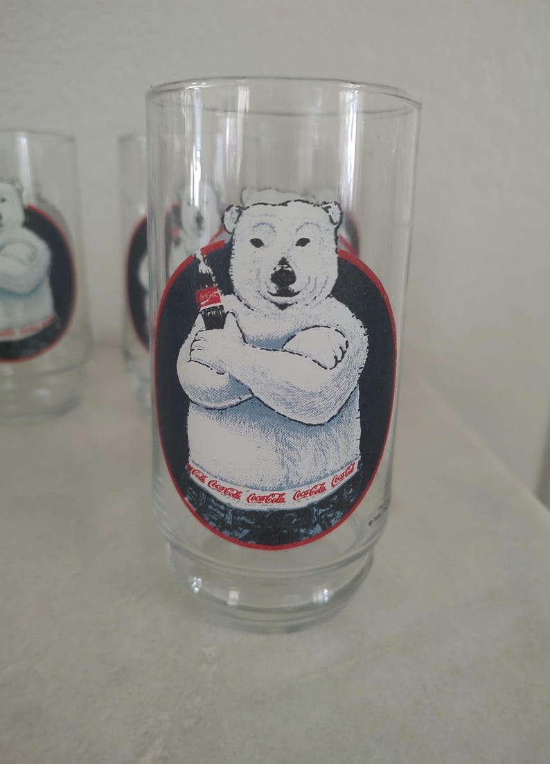 Vintage Coca-cola Polar Bear Glassware Set of 6 Glasses 16 Ounces in ...