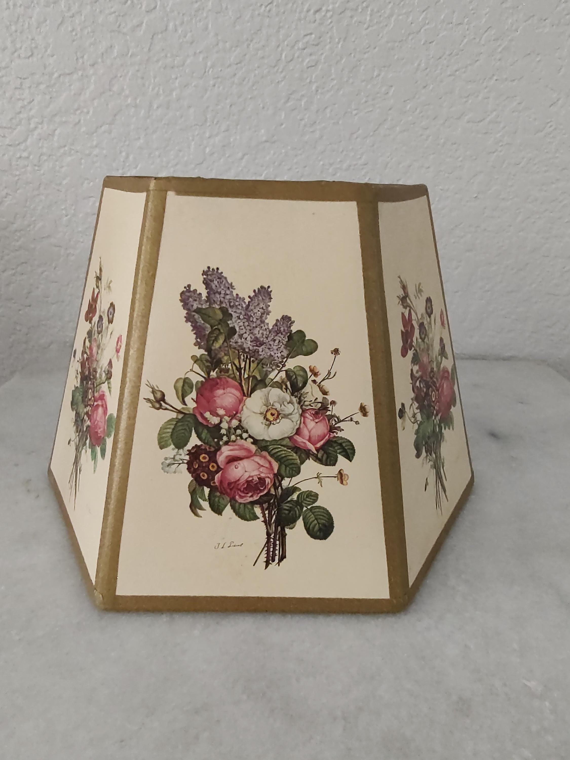 Vintage Hexagon Rose Lilac Floral Lamp Shade Antiqued Paper Motif ...