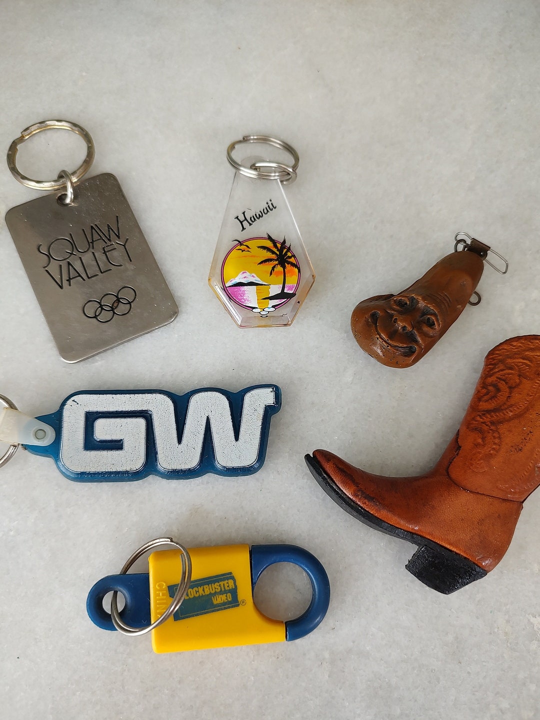 Vintage Keychain Lot of 6 - Squaw Valley Olympics, Hawaii, Shrunken ...