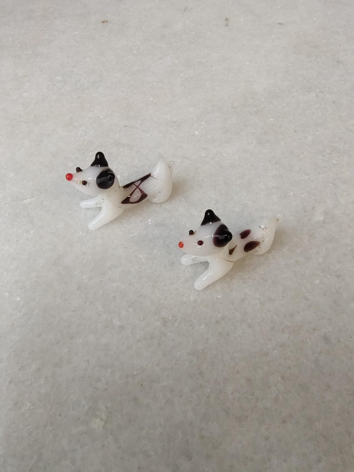 Vintage Glass Blown Twin Mini Pups Puppy Dogs Gifts Approx 5/8" Tall 1 ...
